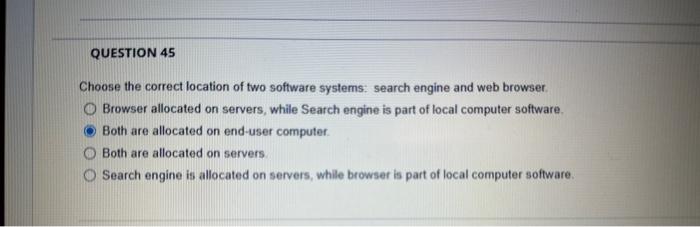 Solved Choose the correct location of two software systems: | Chegg.com