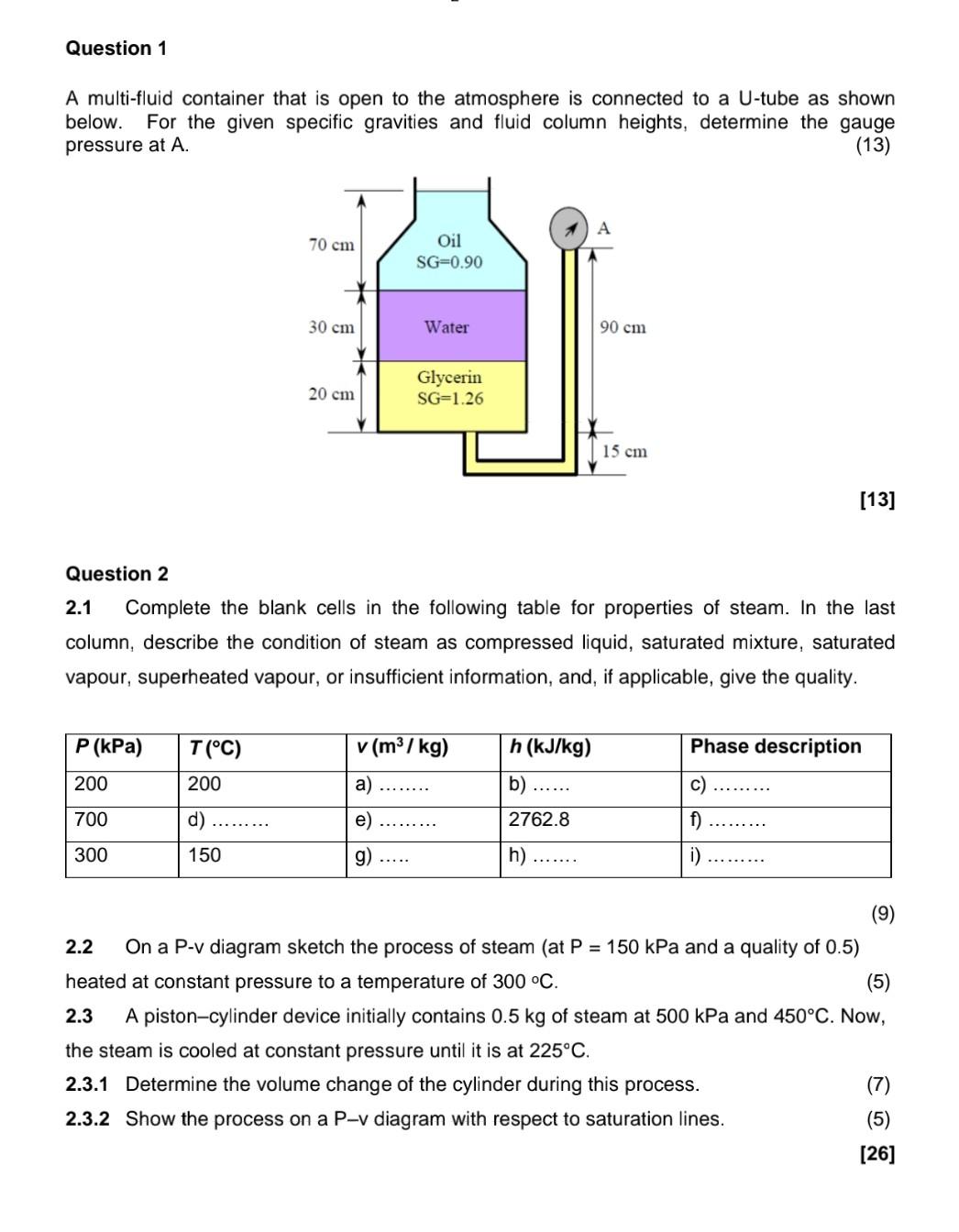 Solved A multi-fluid container that is open to the | Chegg.com
