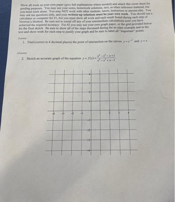 Solved Show all work on your own paper (give full | Chegg.com
