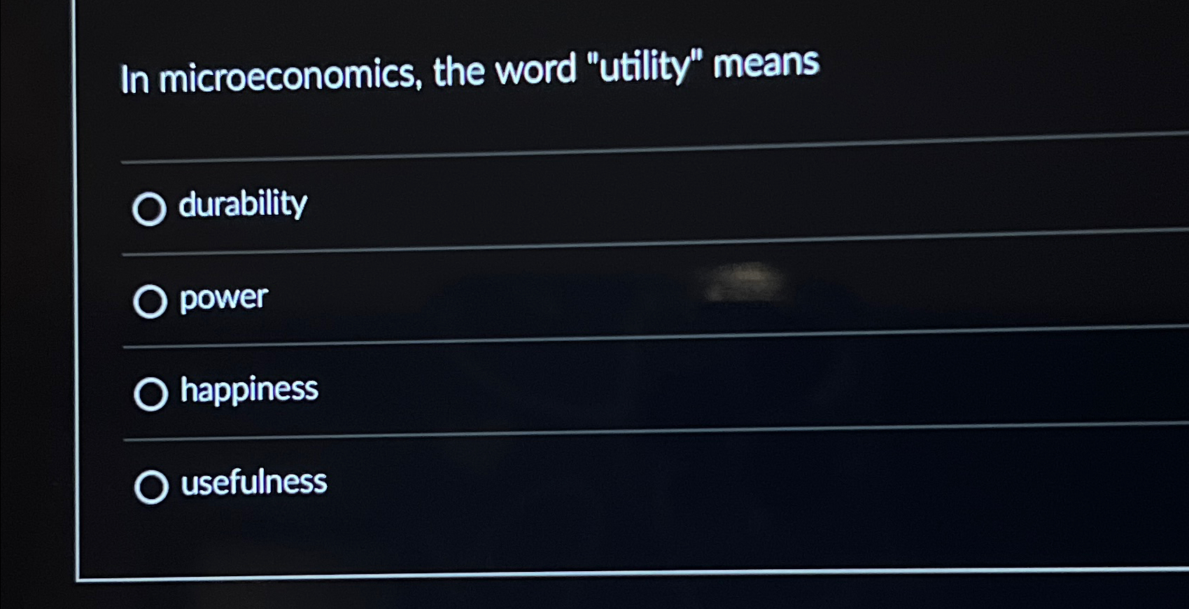 Solved In microeconomics, the word "utility" | Chegg.com