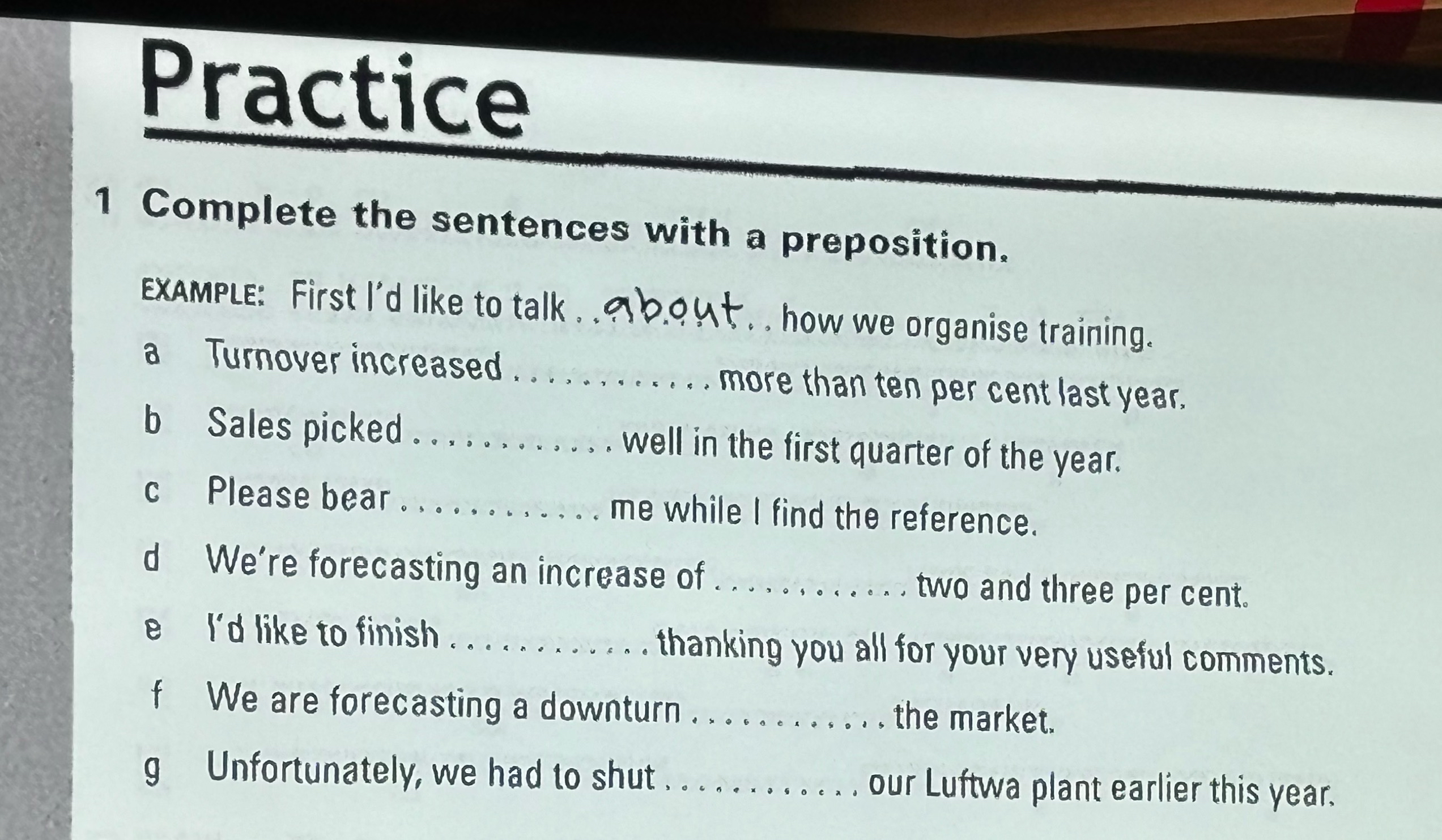 Solved Practice1 ﻿Complete the sentences with a | Chegg.com