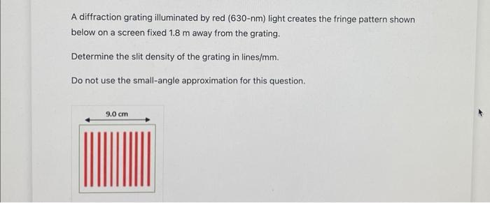 Solved A diffraction grating illuminated by red (630−n m) | Chegg.com