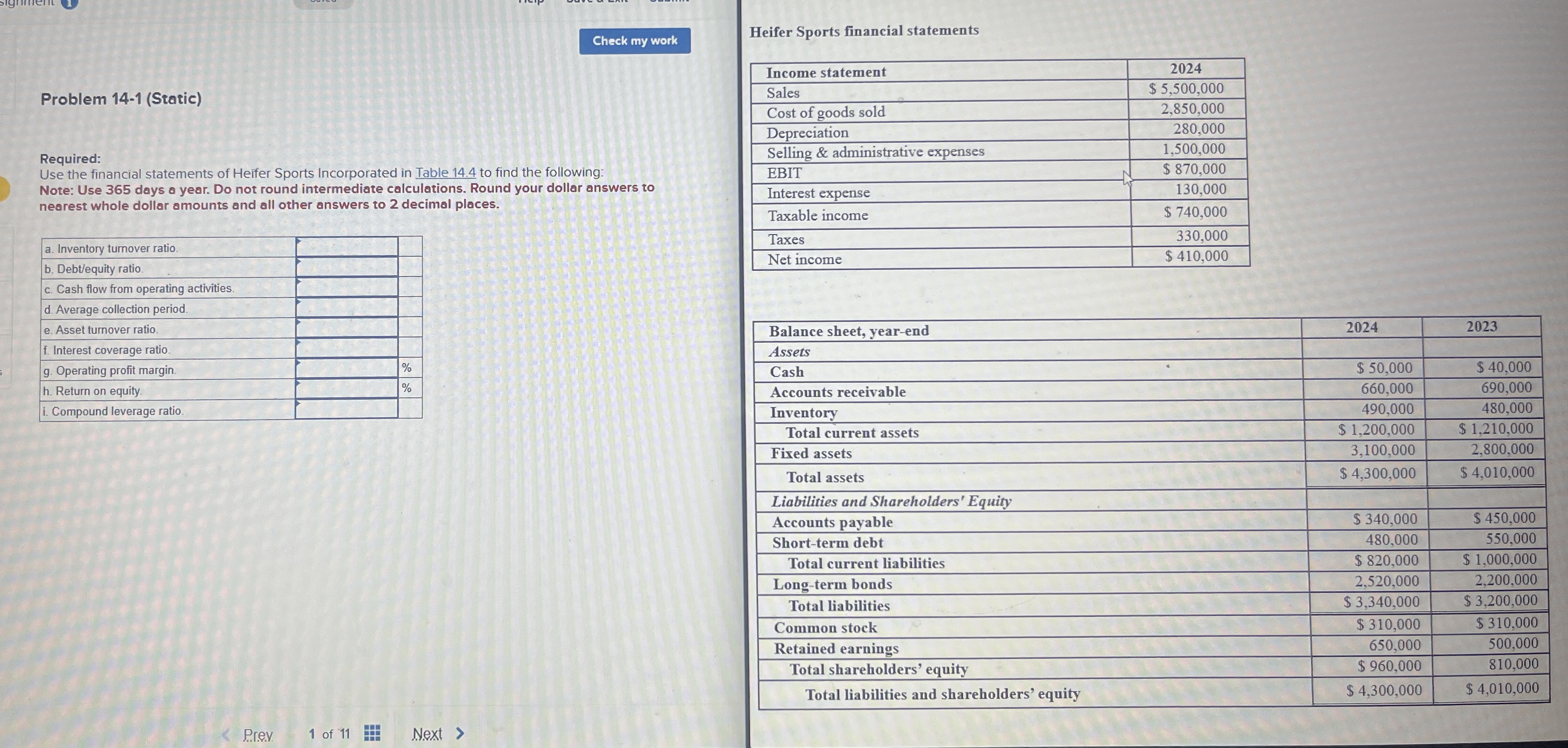 Solved Problem 14-1 (Static)Required:Use the financial | Chegg.com