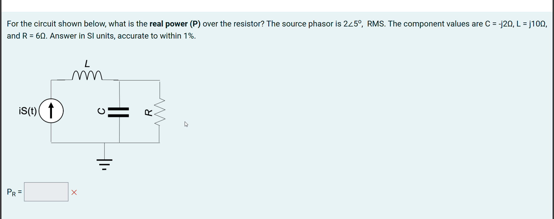 Solved For the circuit shown below, what is the real power | Chegg.com