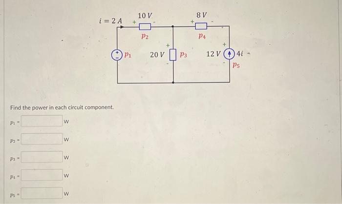 Solved Find the power in each circuit component. | Chegg.com