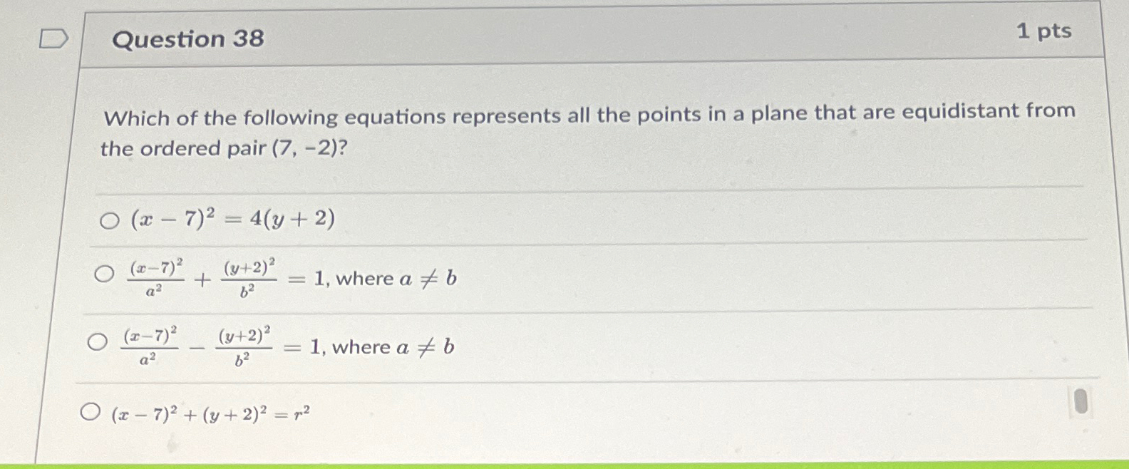 Solved Question 381 ﻿ptsWhich of the following equations | Chegg.com