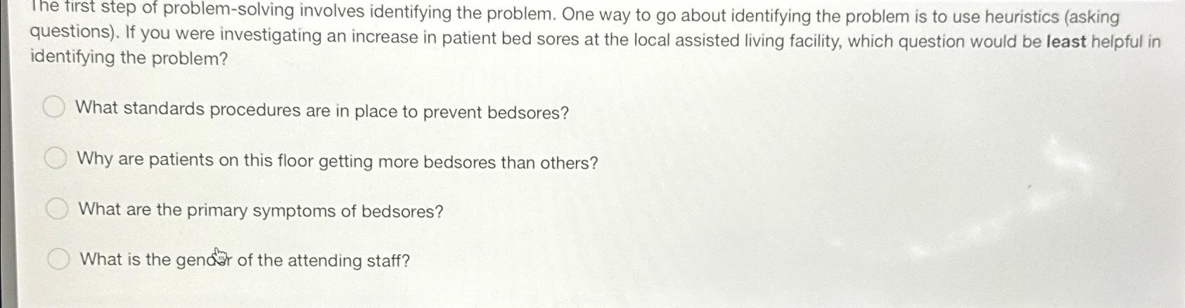 Solved The first step of problem-solving involves | Chegg.com