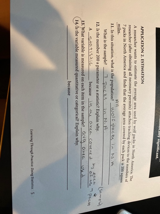 Solved cally significant. miles.. APPLICATION 2. ESTIMATION | Chegg.com