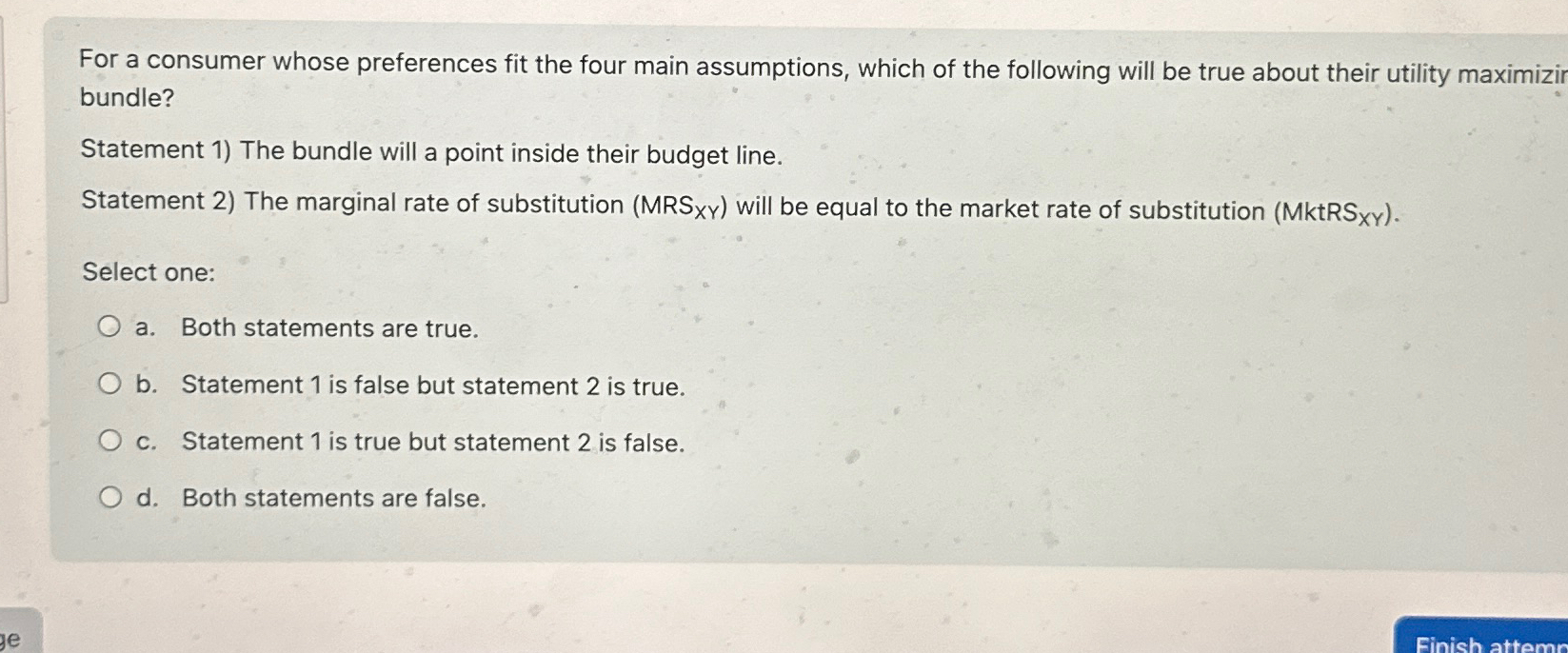 Solved For a consumer whose preferences fit the four main | Chegg.com