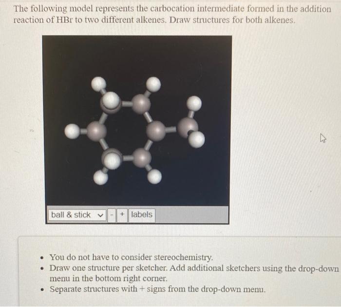 Solved The following model represents the carbocation | Chegg.com