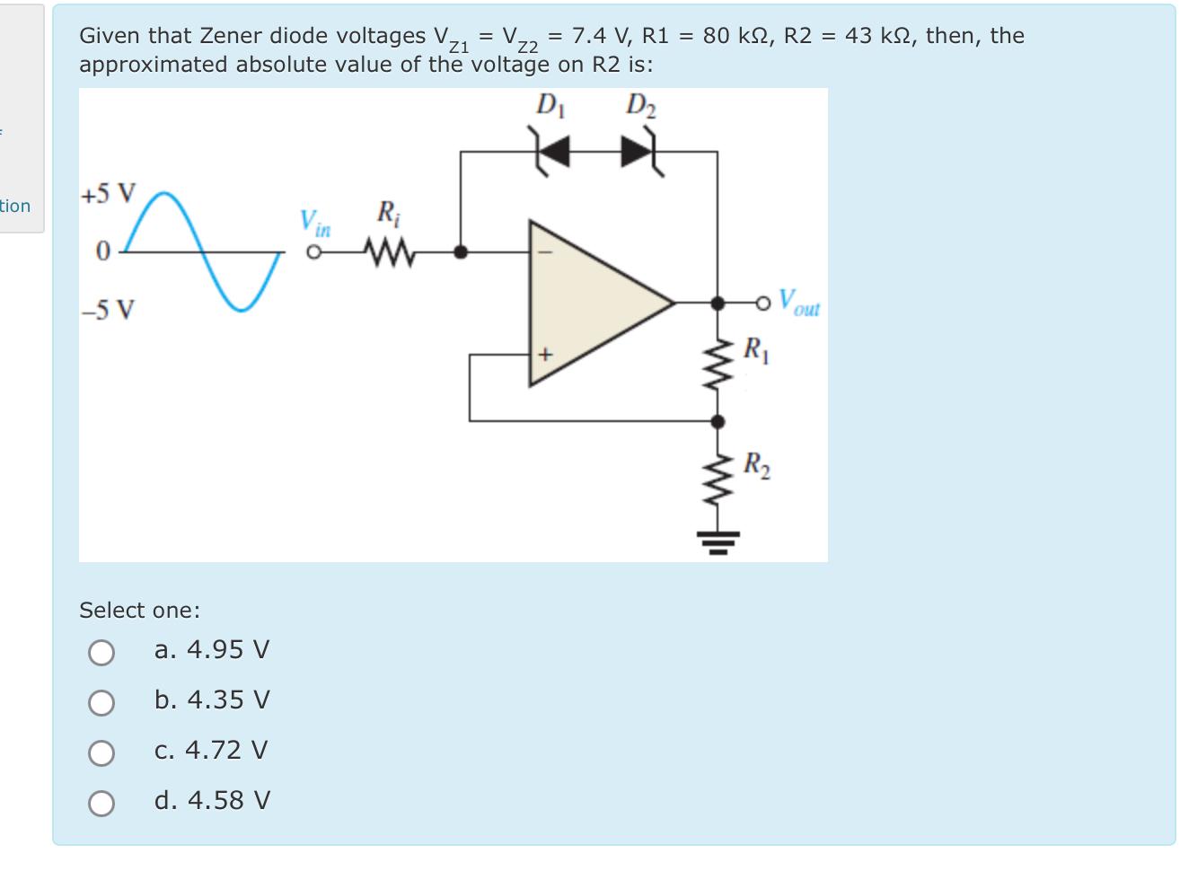 Solved Given that Zener diode voltages | Chegg.com