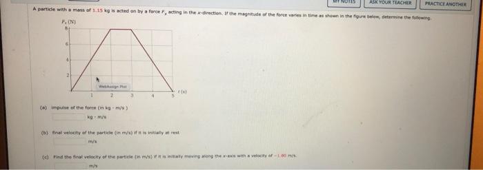 Solved ASK YOUR TEACHER PRACTICE ANOTHER A partide with a | Chegg.com