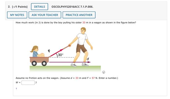 Solved How much work (in J ) is done by the boy pulling his | Chegg.com