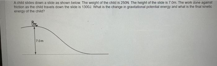 Solved A child slides down a slide as shown below. The | Chegg.com