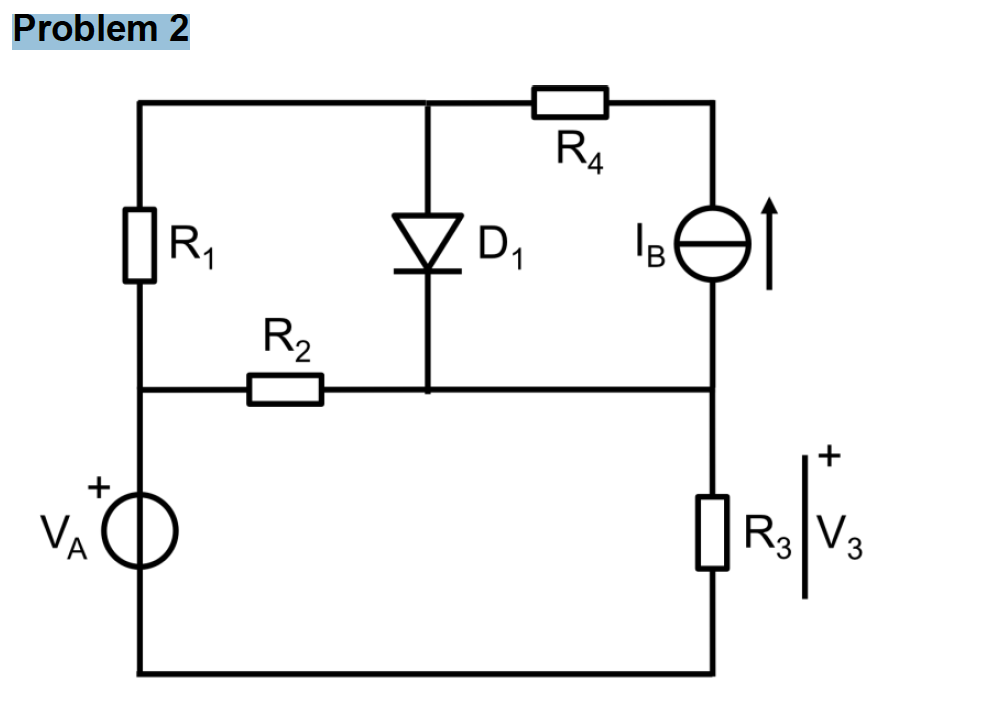Solved Problem 2 ﻿The diode has a forward voltage drop | Chegg.com