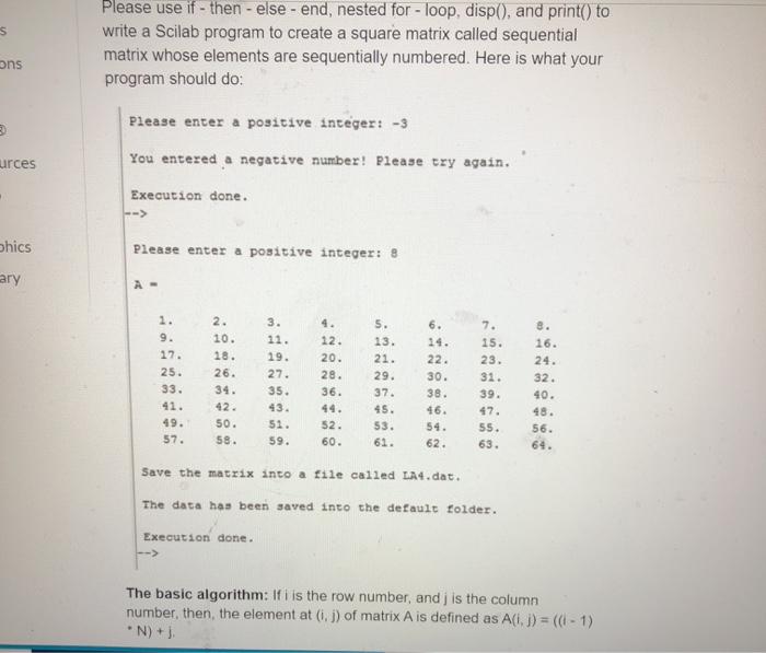 Solved Please use if - then - else - end, nested for-loop, | Chegg.com