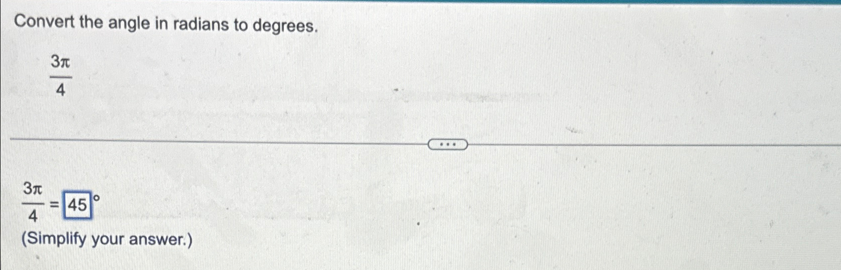 Solved Convert the angle in radians to | Chegg.com