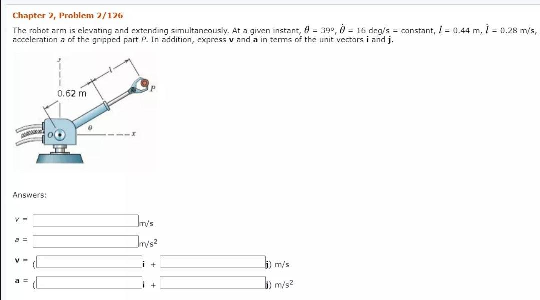 Solved The robot arm is elevating and extending | Chegg.com
