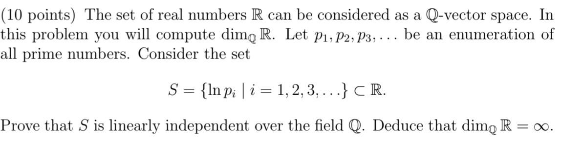 (10 ﻿points) ﻿The set of real numbers R ﻿can be | Chegg.com