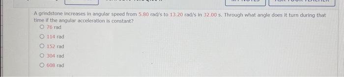 Solved A grindstone increases in angular speed from | Chegg.com
