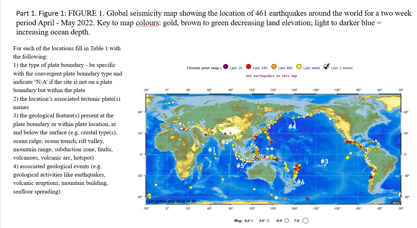 Solved Part 1. ﻿Figure 1: FIGURE 1. ﻿Global seismicity map | Chegg.com