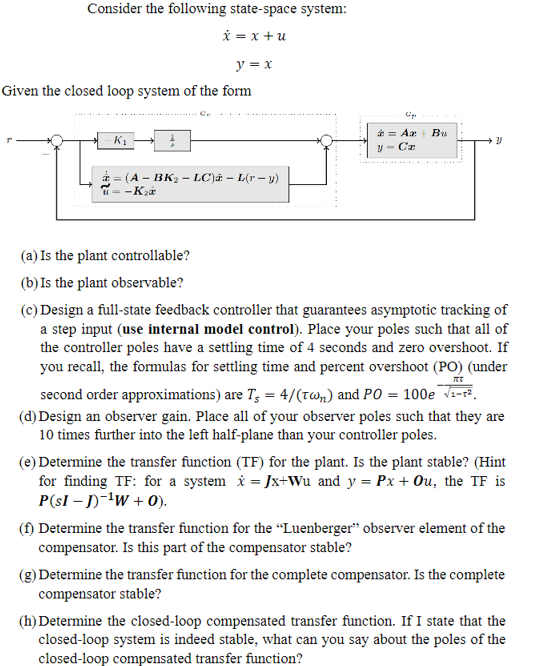 Solved Consider the following state-space | Chegg.com