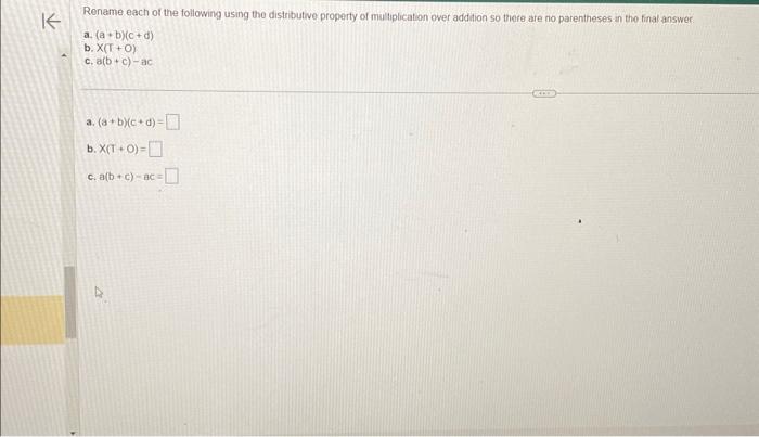 Solved Rename each of the following using the distributive | Chegg.com