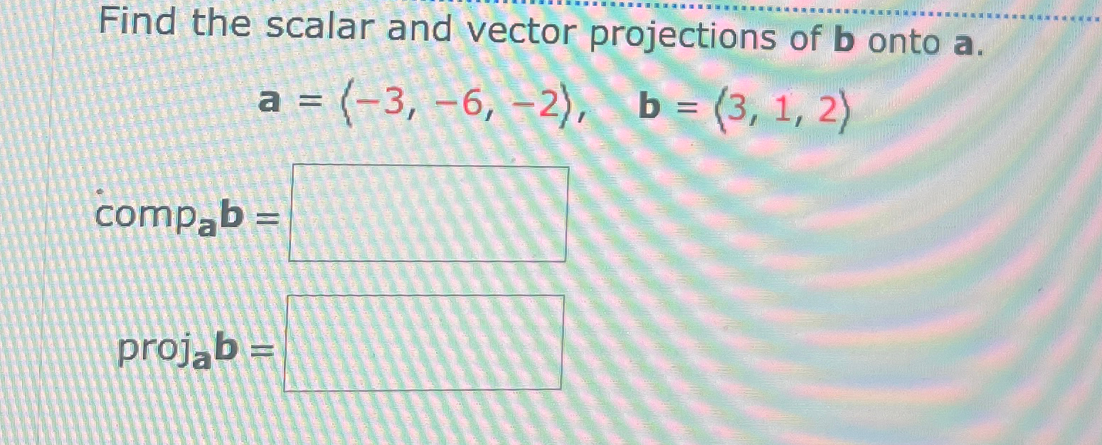 Solved Find the scalar and vector projections of b ﻿onto | Chegg.com