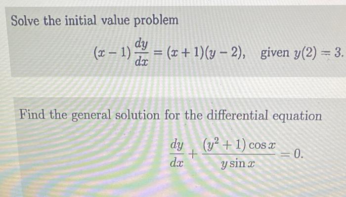 Solved Solve the initial value problem dy (x-1)- = | Chegg.com