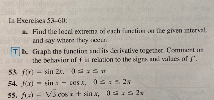 Solved In Exercises 53-60: a. Find the local extrema of each | Chegg.com