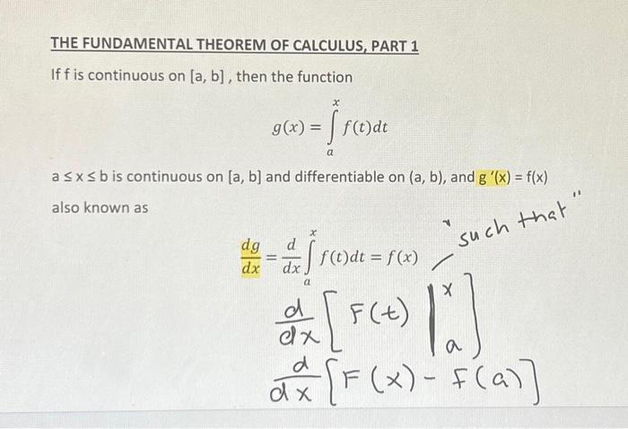 Solved EXAMPLE Use part 1 of TFTOC to find the derivative of | Chegg.com