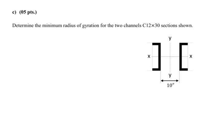 Solved c) (05 pts.) Determine the minimum radius of gyration | Chegg.com