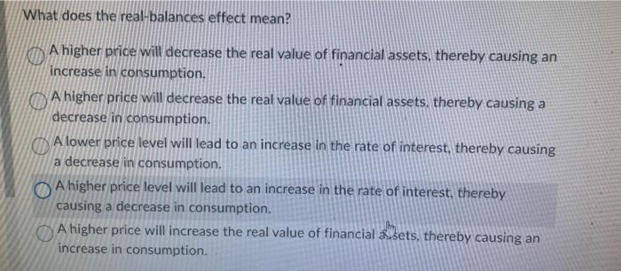 Solved What does the real-balances effect mean? A higher | Chegg.com