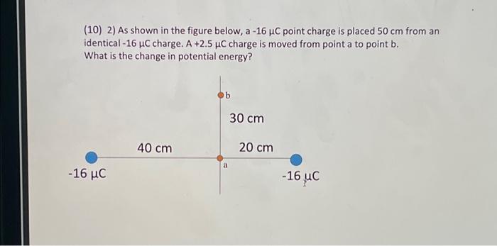Solved (10) 2) As shown in the figure below, a -16 µC point | Chegg.com