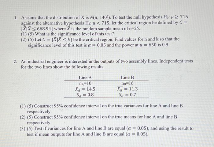 Solved 1 Assume That The Distribution Of X Is N μ 1402 To