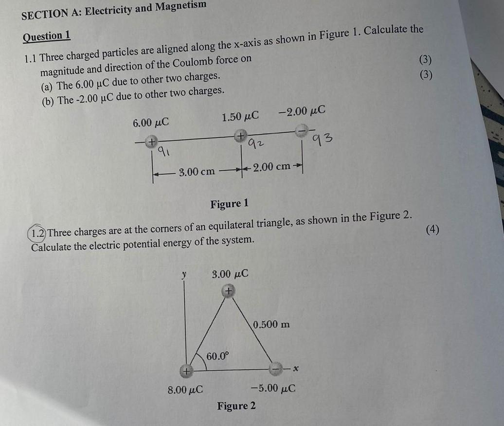 Solved Question 1 1.1 Three charged particles are aligned | Chegg.com