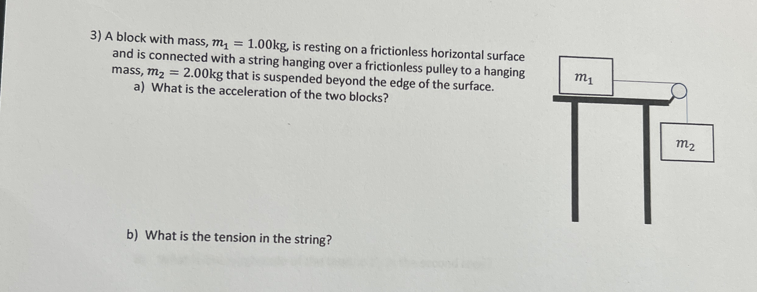 Solved A block with mass, m1=1.00kg, ﻿is resting on a | Chegg.com