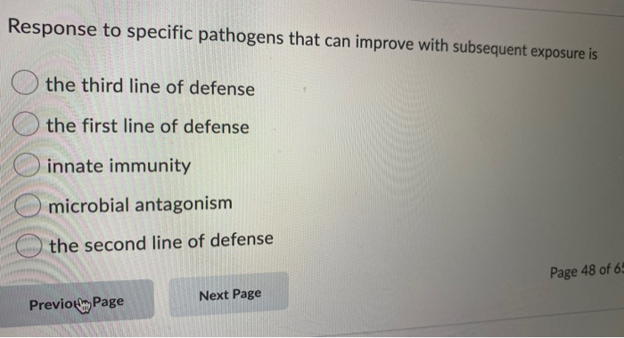 Solved Response to specific pathogens that can improve with | Chegg.com