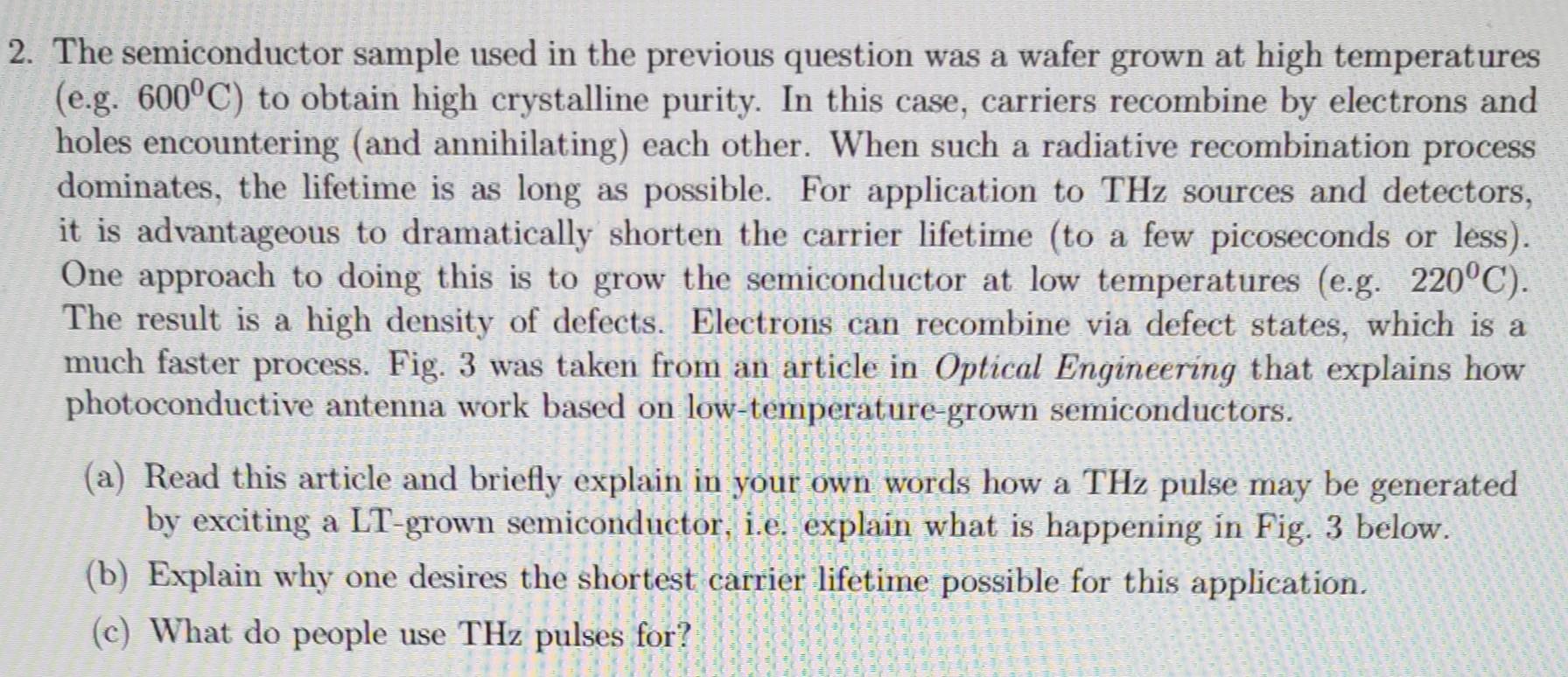 Solved 2. The semiconductor sample used in the previous | Chegg.com