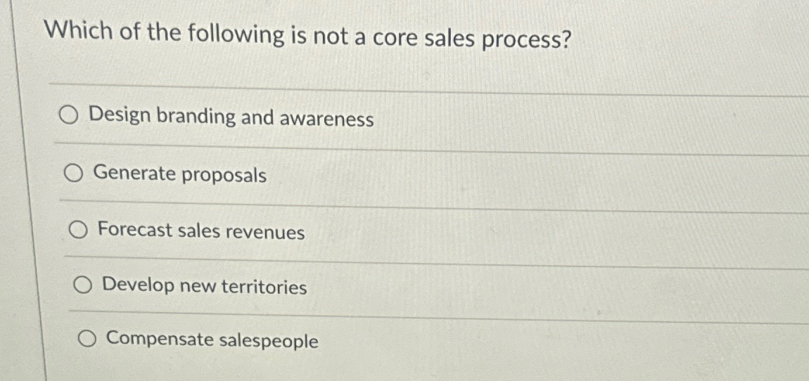Solved Which of the following is not a core sales | Chegg.com