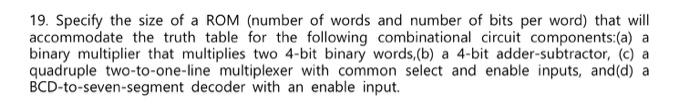Solved Specify the size of a ROM (number of words and number | Chegg.com