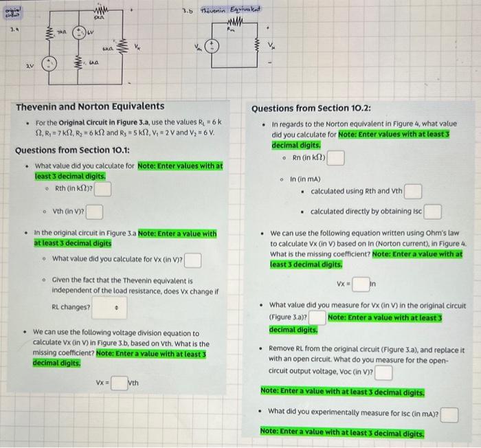 Solved Thevenin and Norton Equivalents Questions from | Chegg.com