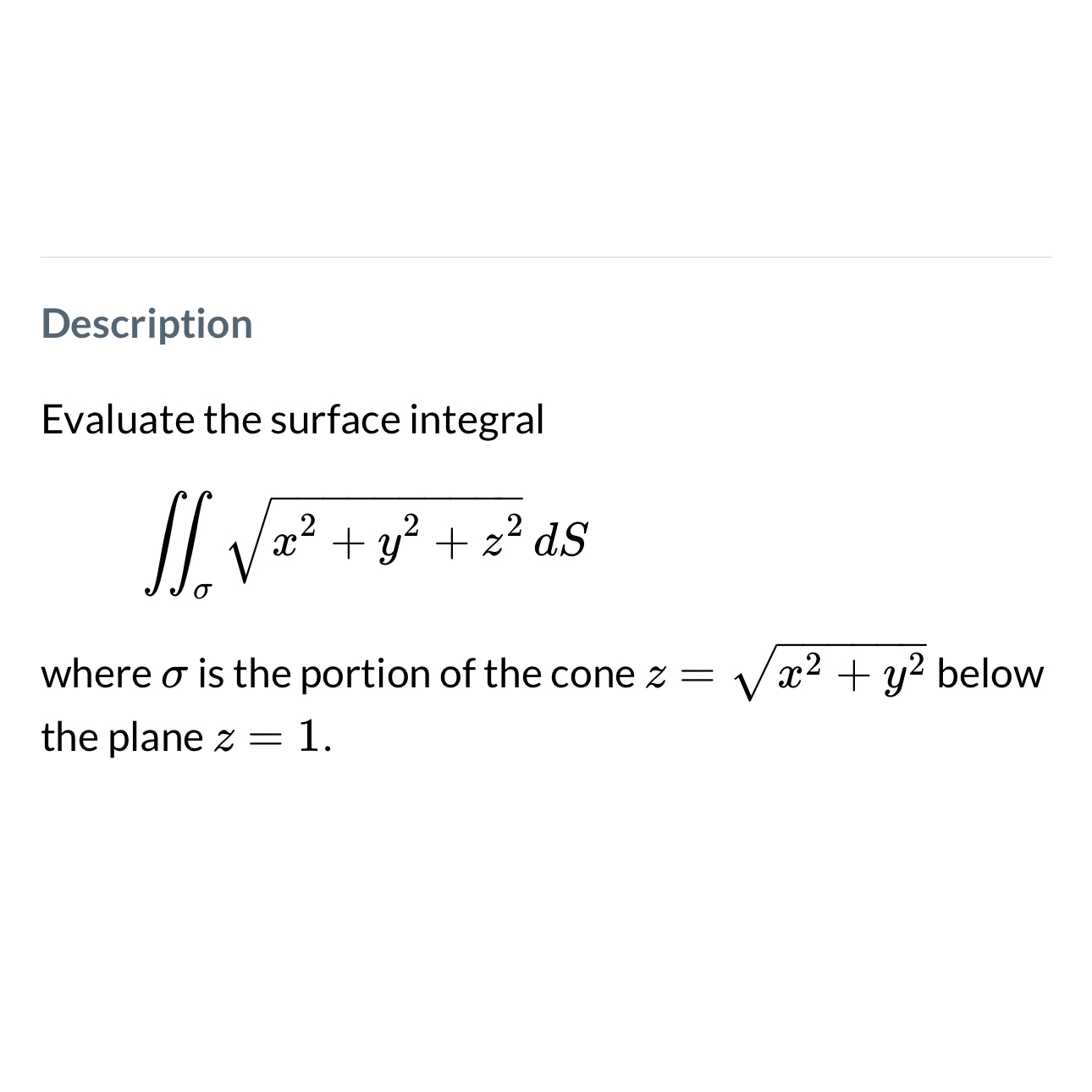 Solved DescriptionEvaluate the surface | Chegg.com