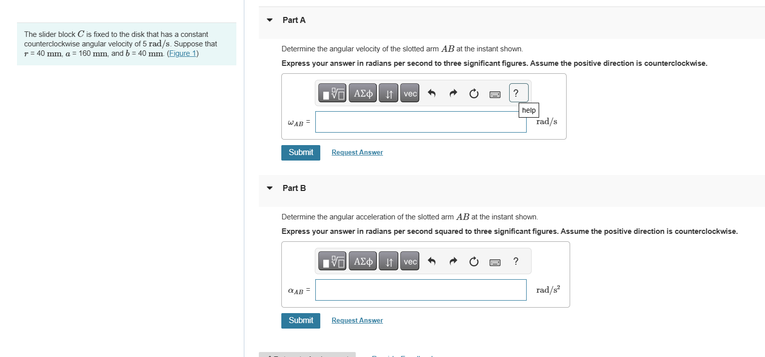 Solved The slider block C is ﻿fixed to ﻿the disk that has a | Chegg.com