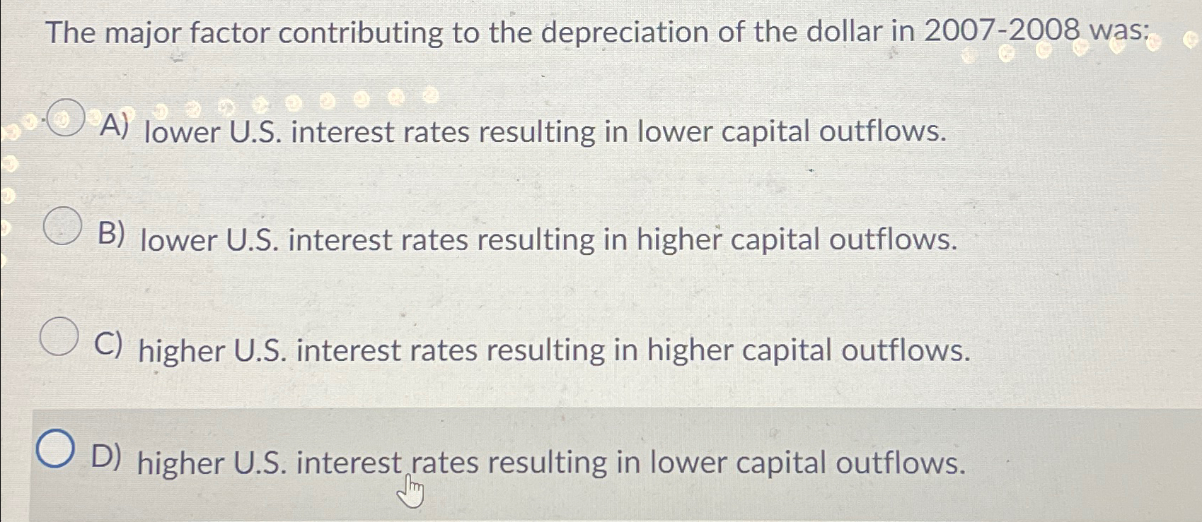 Solved The major factor contributing to the depreciation of | Chegg.com