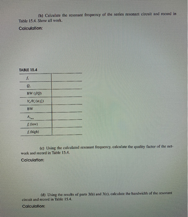 Solved Part 2 Tuned Band-Pass Filter (a) Construct the | Chegg.com
