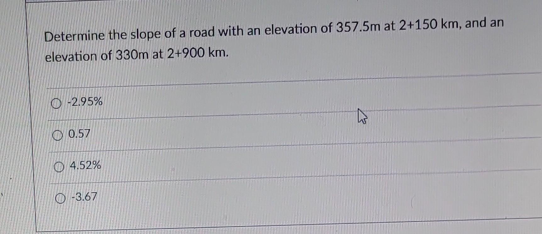 Solved Determine the slope of a road with an elevation of | Chegg.com