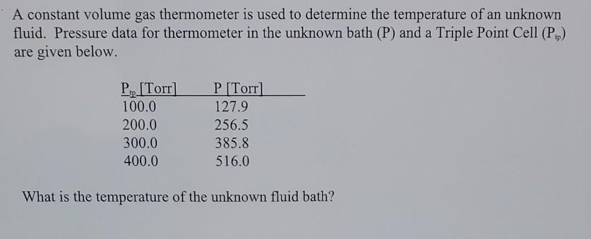 Solved A constant volume gas thermometer is used to | Chegg.com