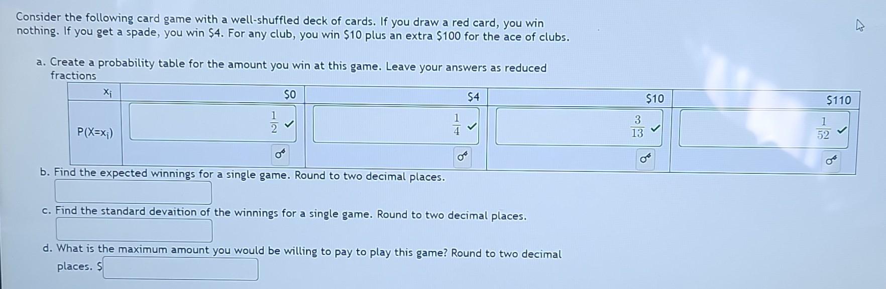 Solved Consider The Following Card Game With A Well Shuffled