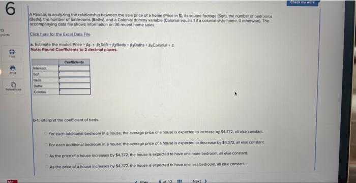 Solved A Realtor, is analyzing the relationship between the | Chegg.com